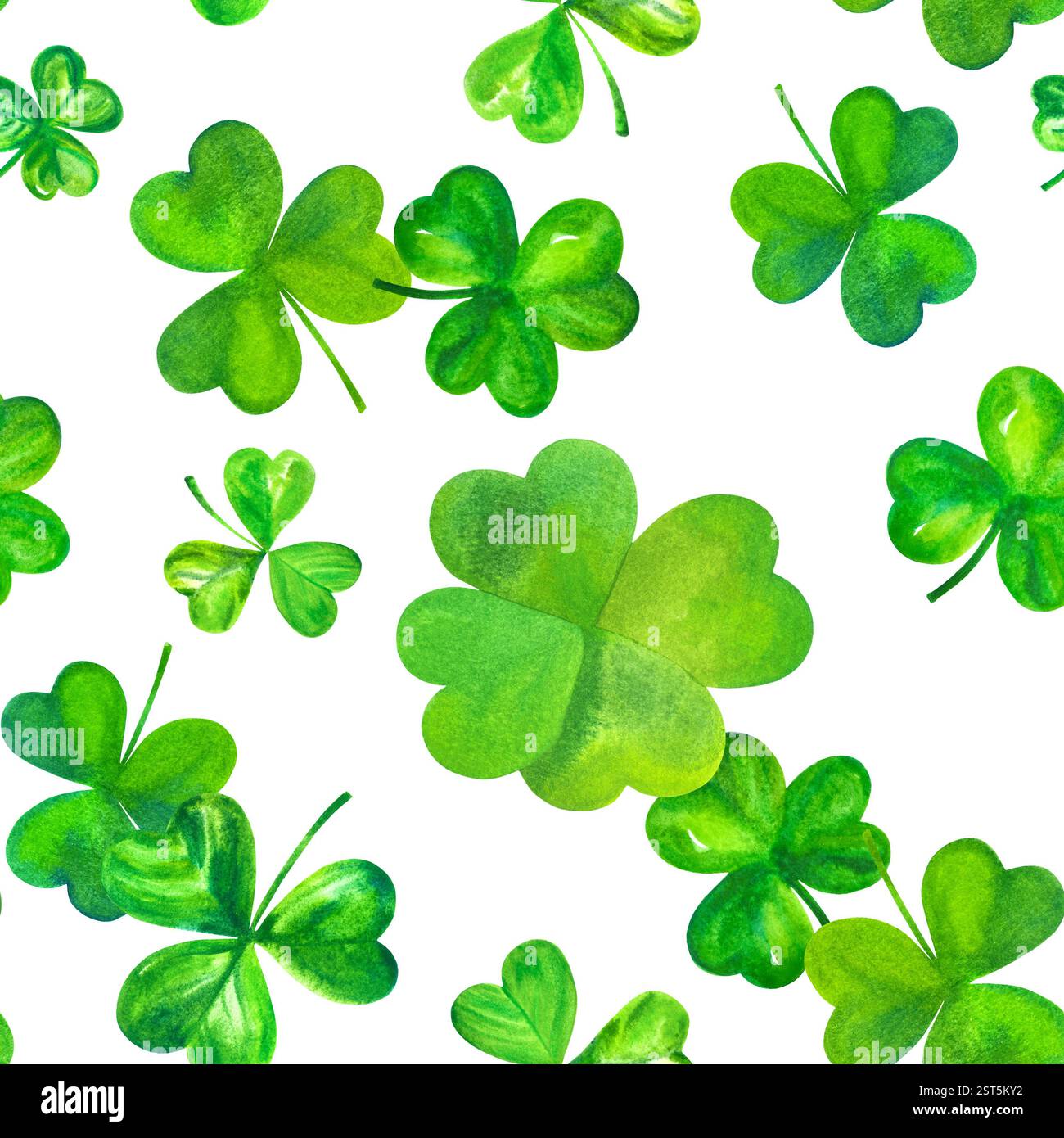 Seamless watercolor pattern for St Patrick's day, shamrocks and a four ...