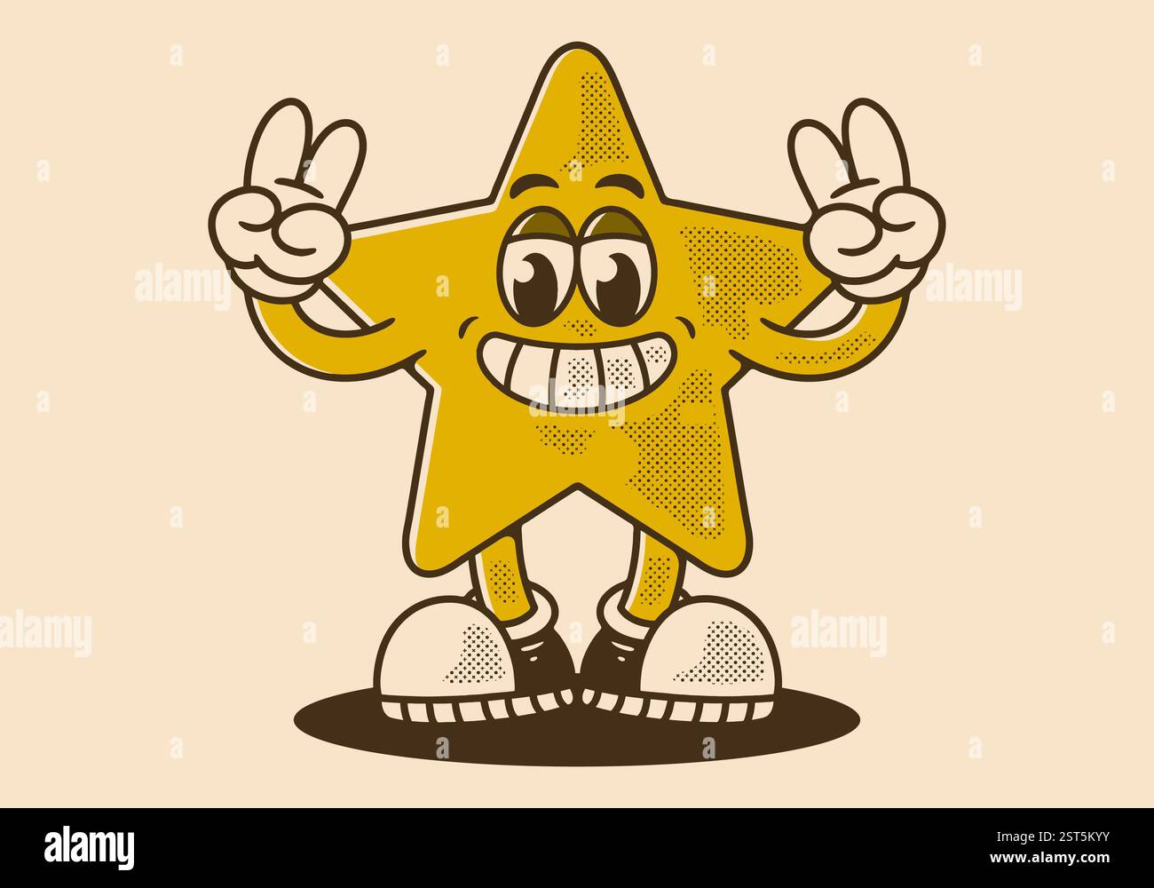 Mascot character of a standing star illustration with hands forming a ...
