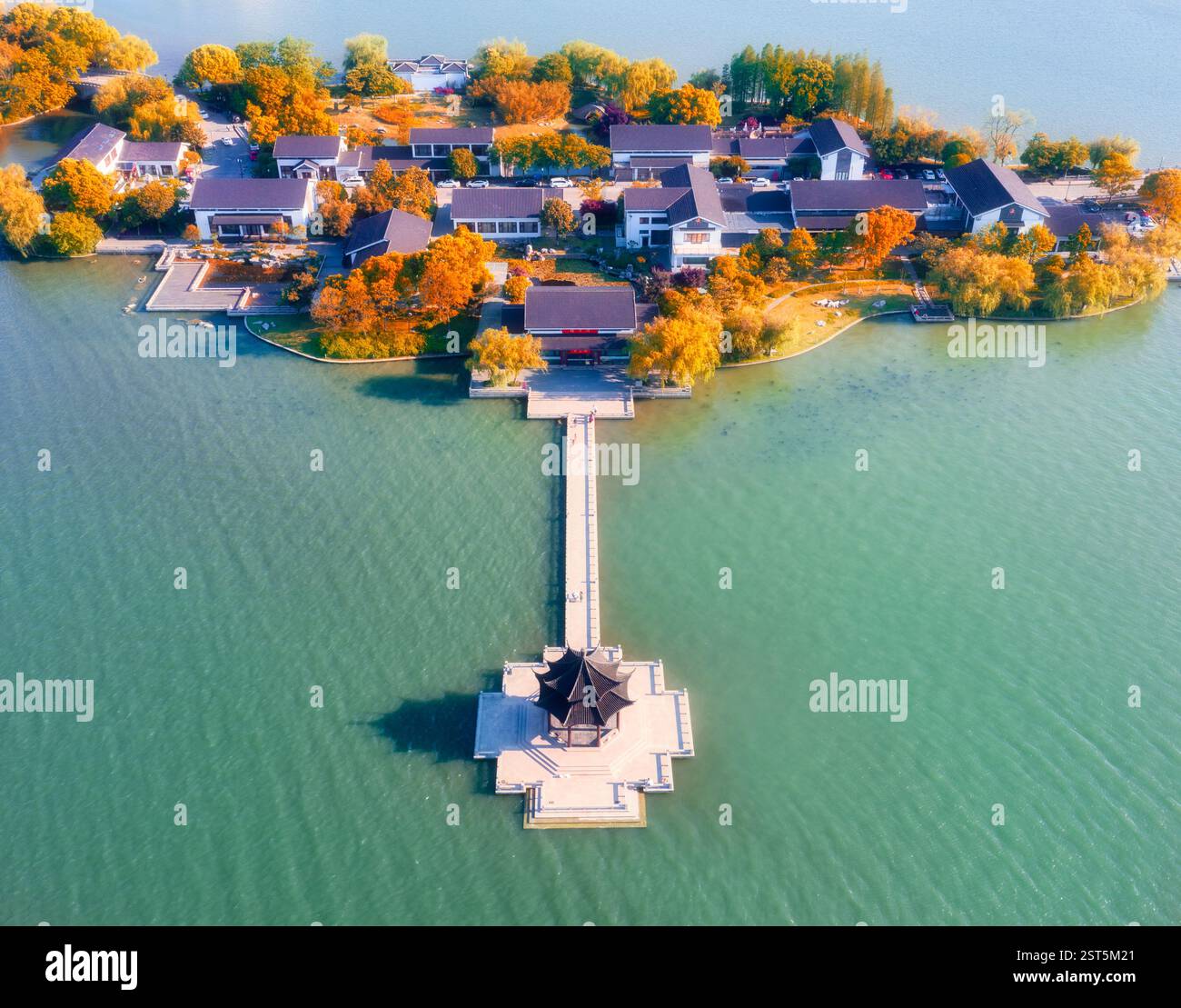 Aerial Scenery of Jinji Lake Central Pavilion in Suzhou, Jiangsu ...