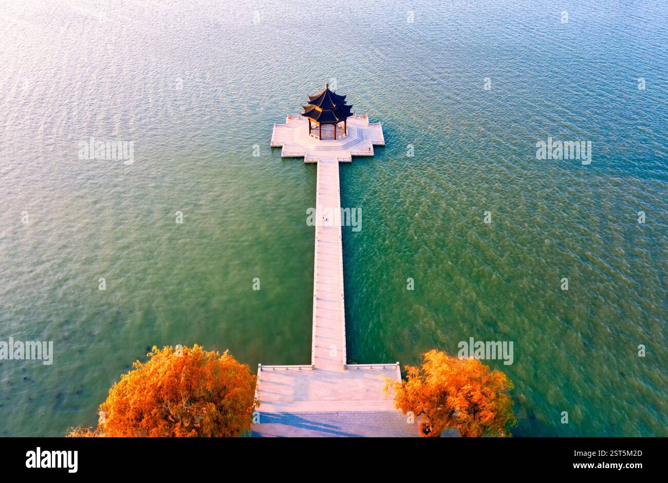 Aerial Scenery of Jinji Lake Central Pavilion in Suzhou, Jiangsu ...