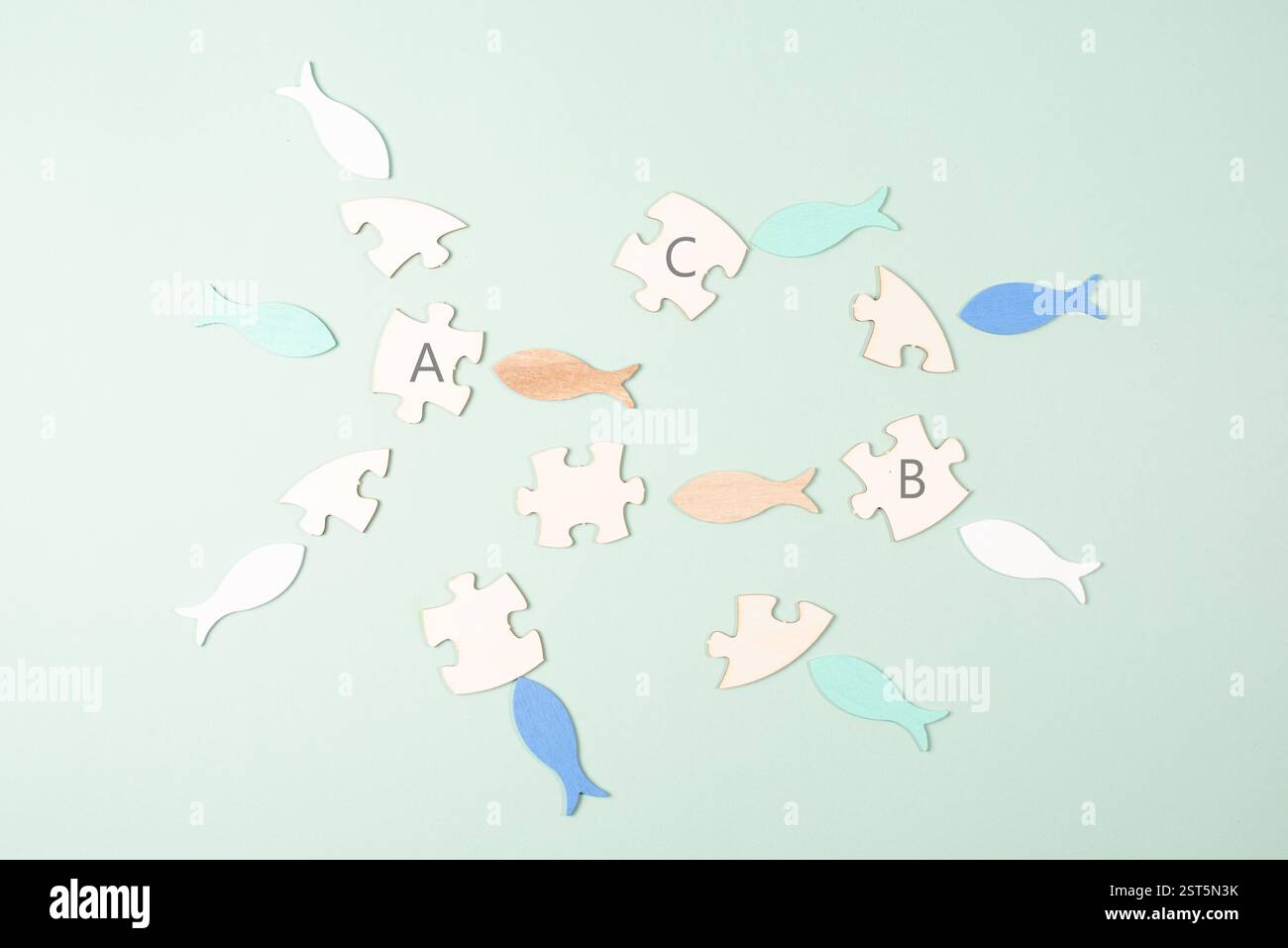 Group searching for solution, teamwork, putting the puzzle pieces ...