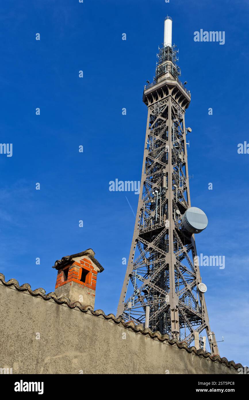 LYON, FRANCE, February 15, 2025 : The Tour métallique de Fourvière, a ...