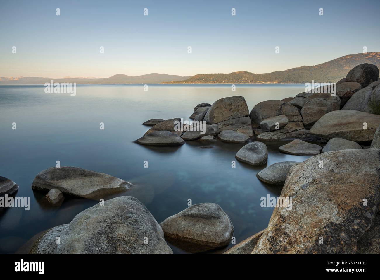 Lake Tahoe, California - Granite boulders under the clear blue to ...