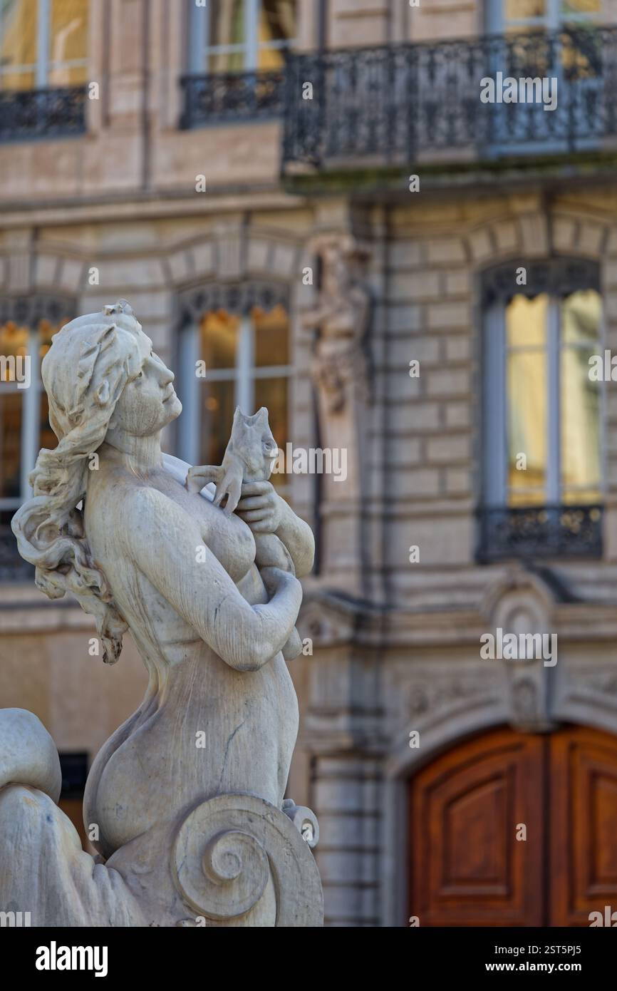 LYON, FRANCE, February 15, 2025 : Sculpture of a mermaid on the ...