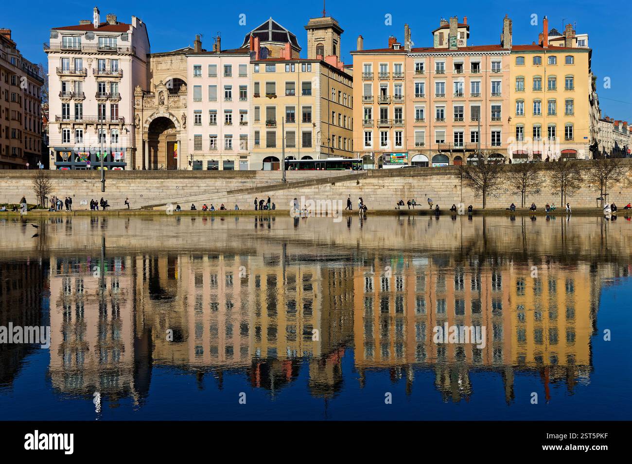 LYON, FRANCE, February 16, 2025 : The famous colorful facades of the ...