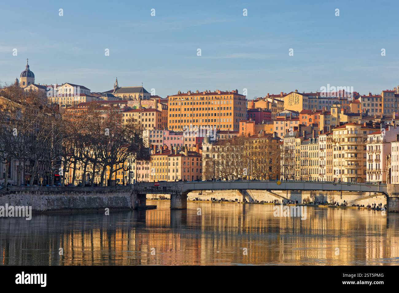 LYON, FRANCE, February 16, 2025 : Evening light on Croix-Rousse hill ...