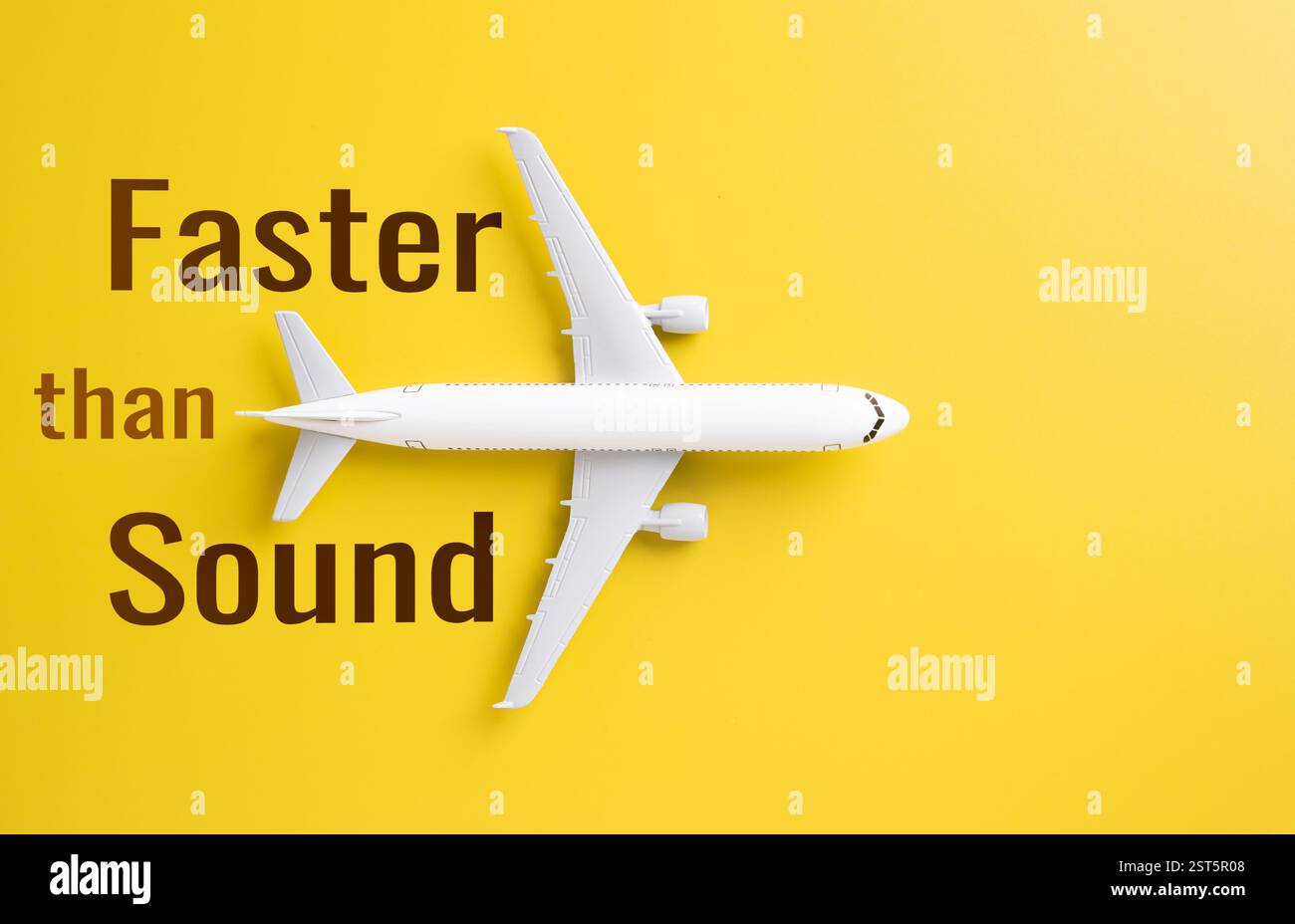 Passenger plane and the slogan Faster than Sound. Supersonic flights ...