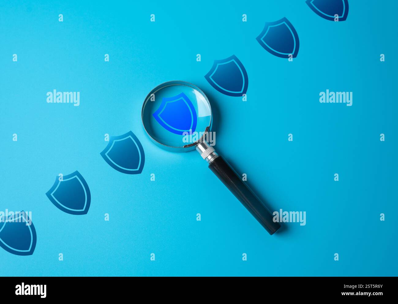Magnifying glass and protective contour. Checking and monitoring the ...