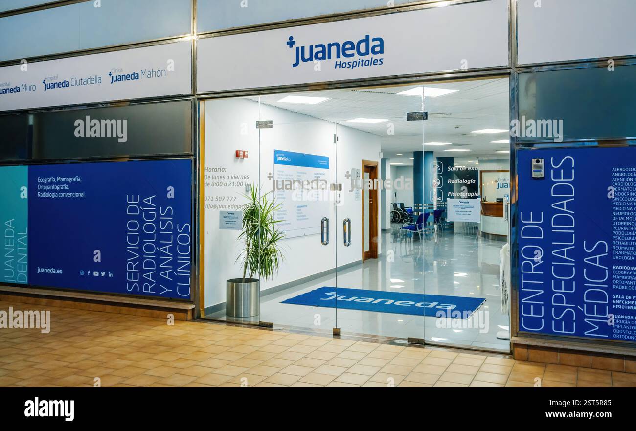Inca, Mallorca - Spain, Jul 5, 2024: The entrance to Juaneda Hospital ...