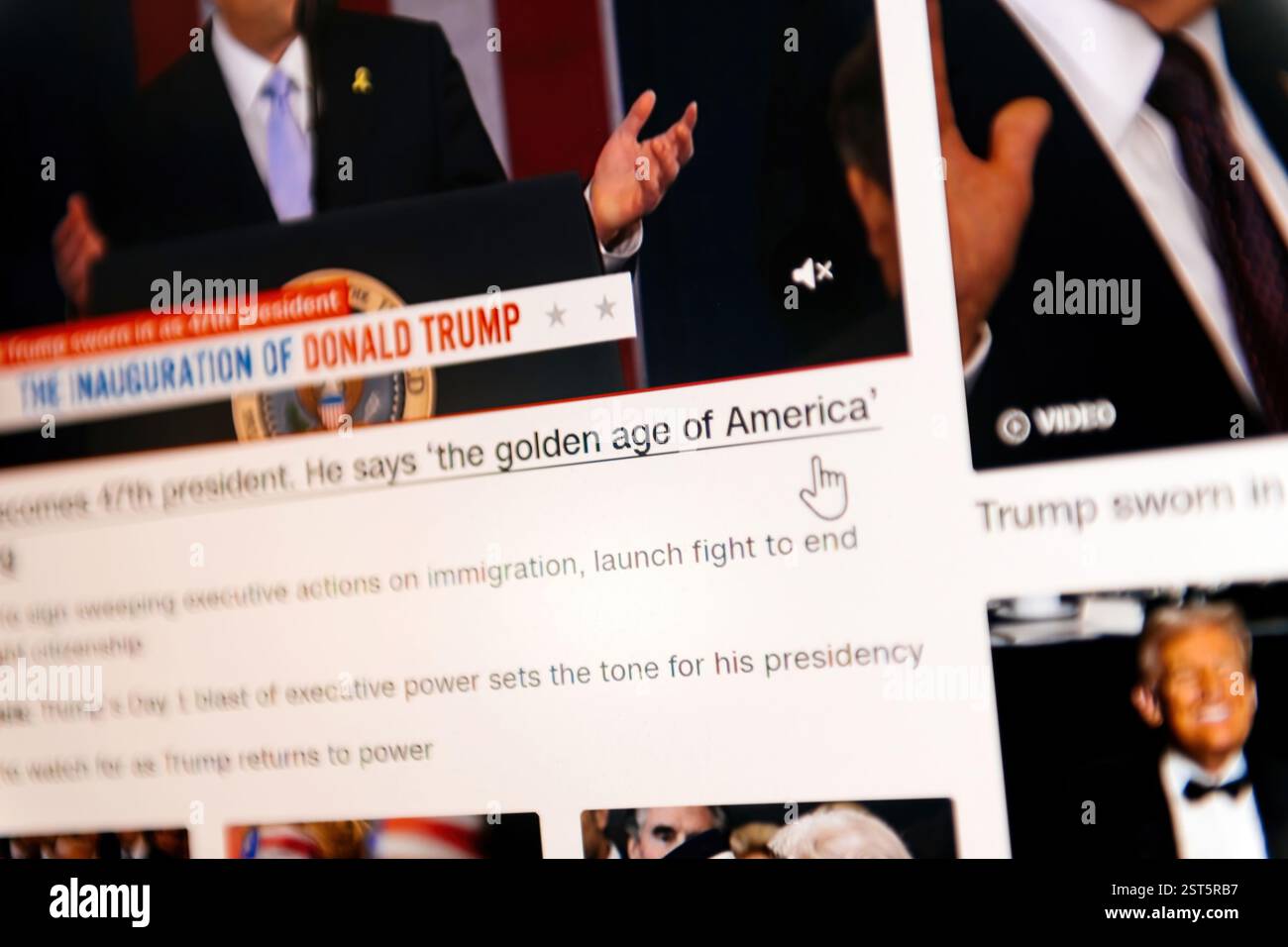 Paris, France - Jan 20, 2025: A computer screen displays news about ...