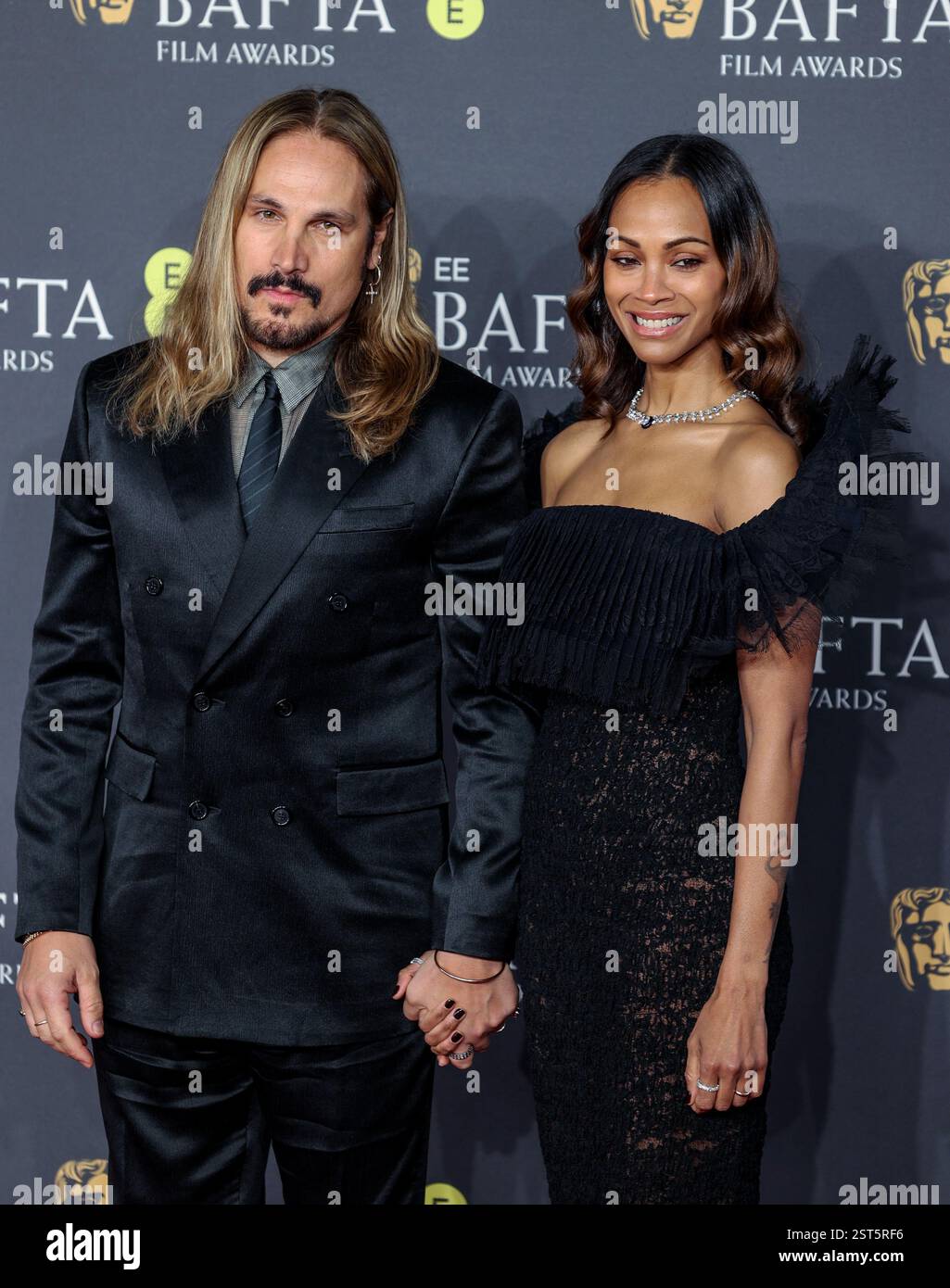 London, UK. 16th Feb, 2025. Marco Perego-Saldana and Zoe Saldana are ...