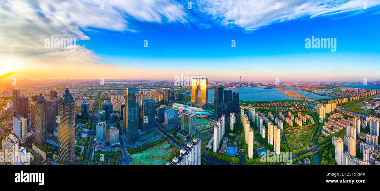 CBD city scenery in Suzhou Industrial Park, Jiangsu Province, China ...
