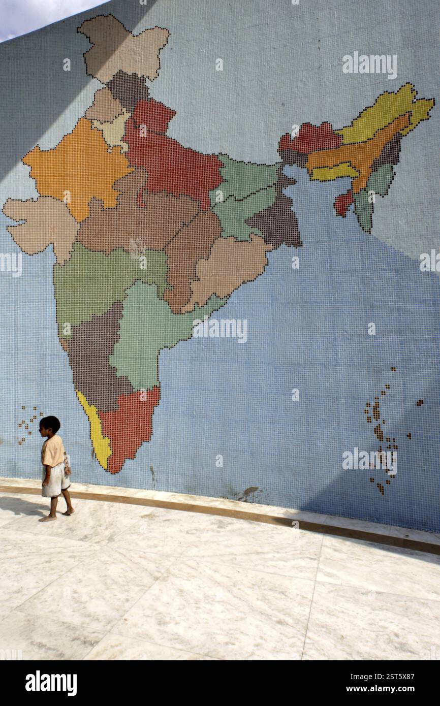 Map of India by arranging together small colored pieces of hard ...