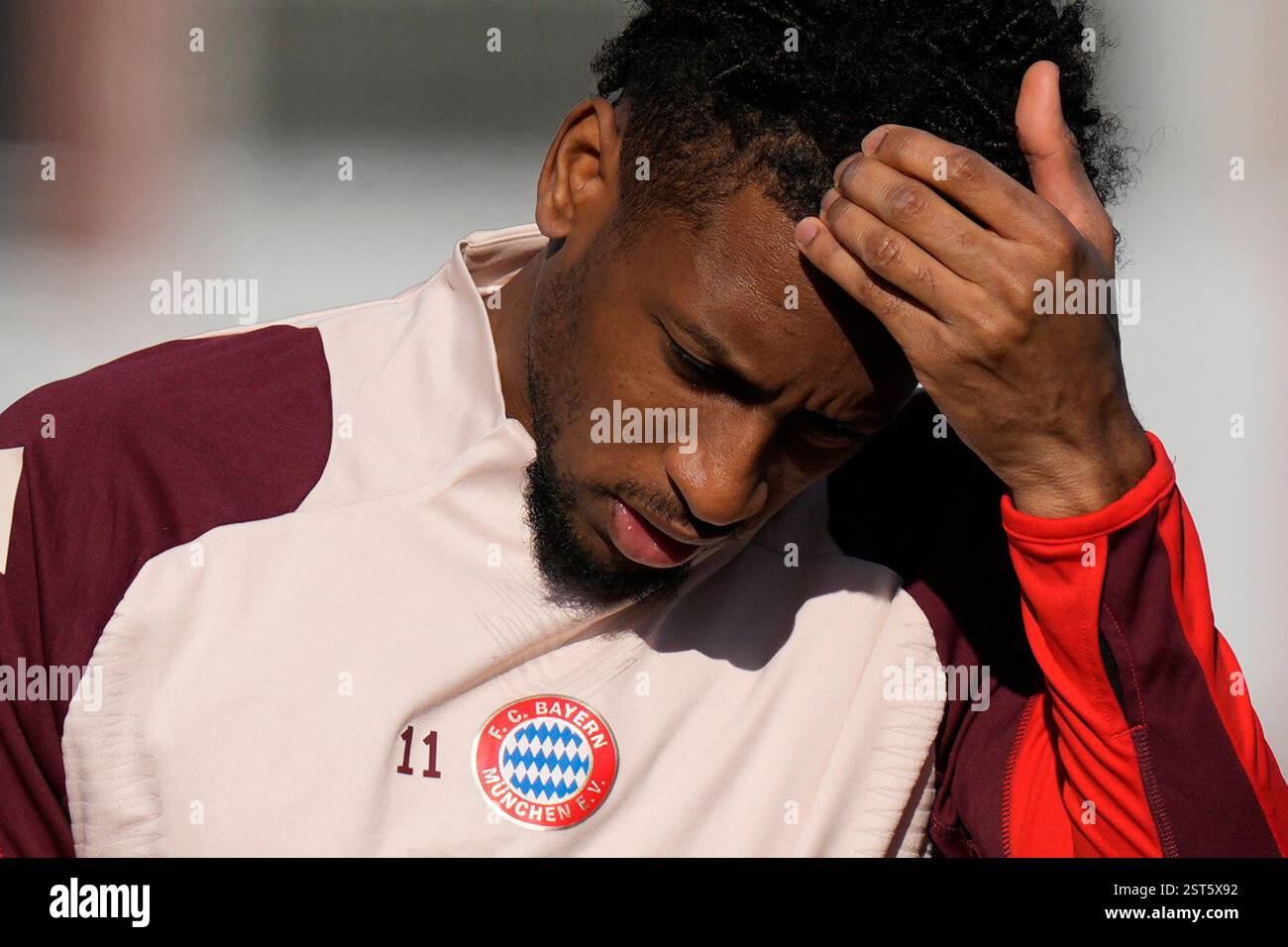 Bayern's Kingsley Coman arrives for a training session in Munich ...