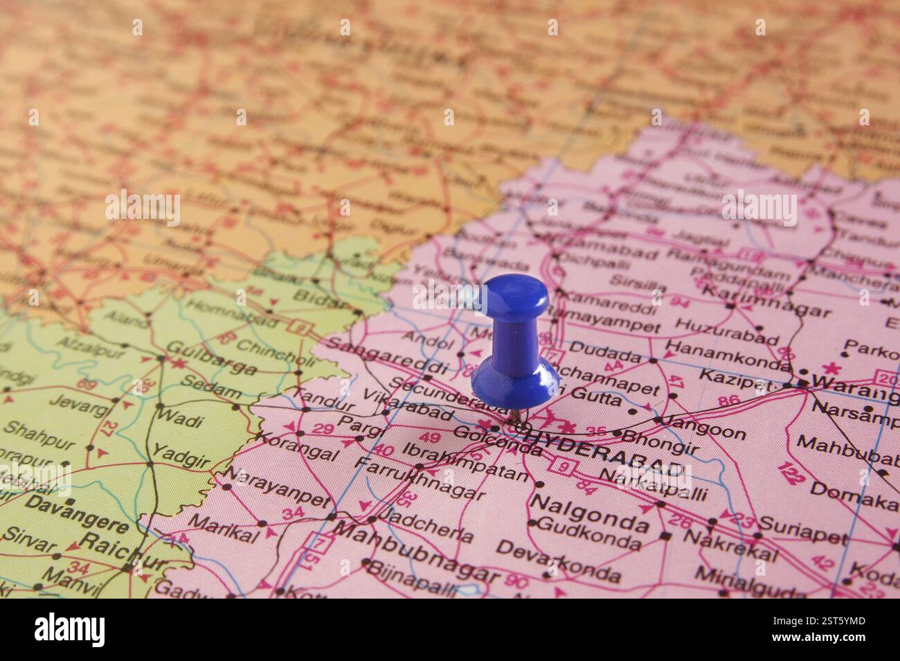 Map of India, Spotted Hyderabad Capital of Andhra Pradesh by Blue ...