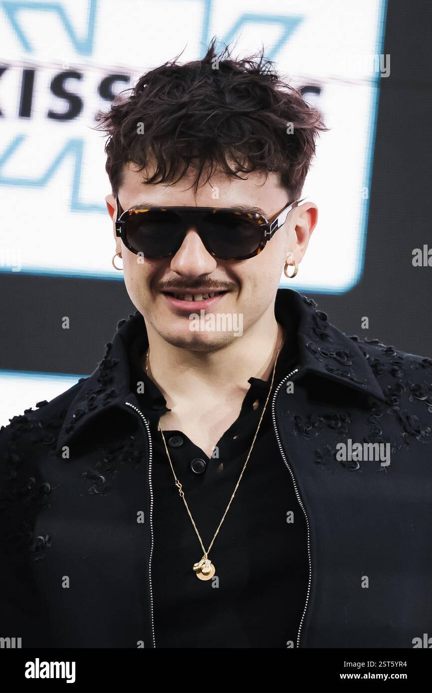 Olly arrives at the Radio Kiss Truck in Sanremo, Italy, on February 15 ...