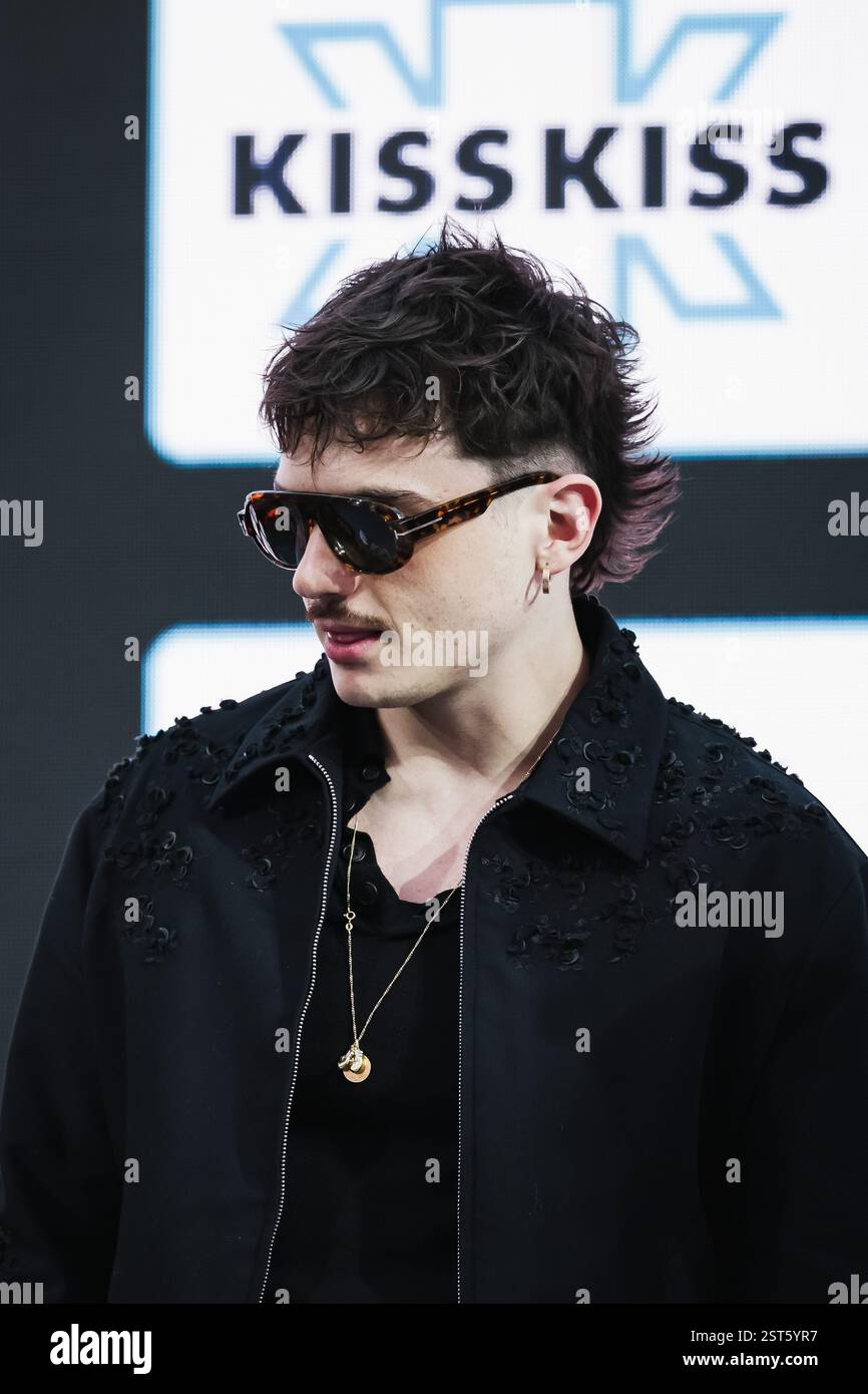 Olly arrives at the Radio Kiss Truck in Sanremo, Italy, on February 15 ...