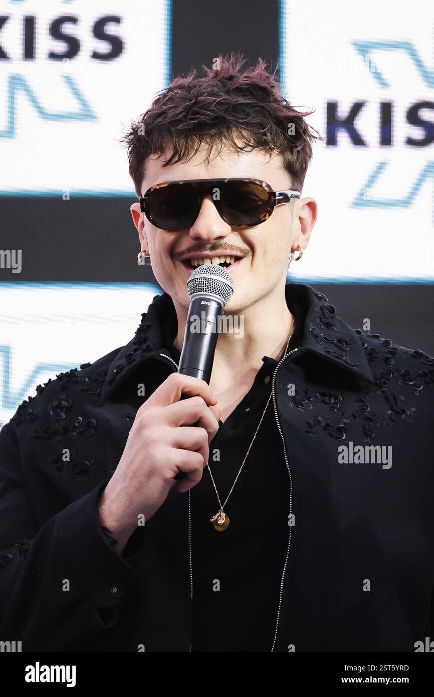 Olly arrives at the Radio Kiss Truck in Sanremo, Italy, on February 15 ...