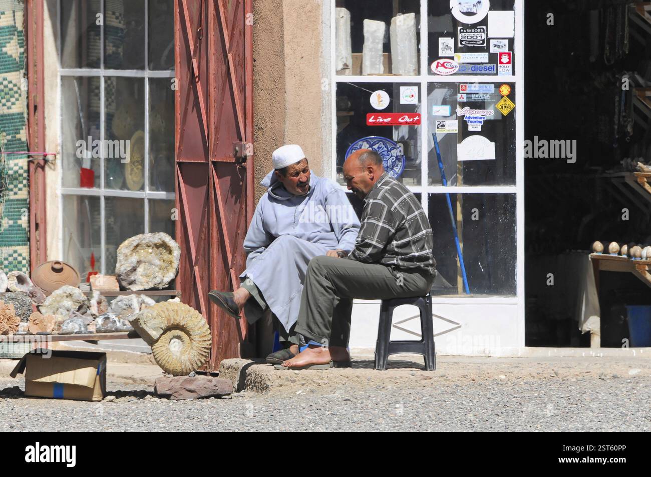 At Tichka Pass, Col du Tichka, 2260m, Colourful cafe and restaurant ...