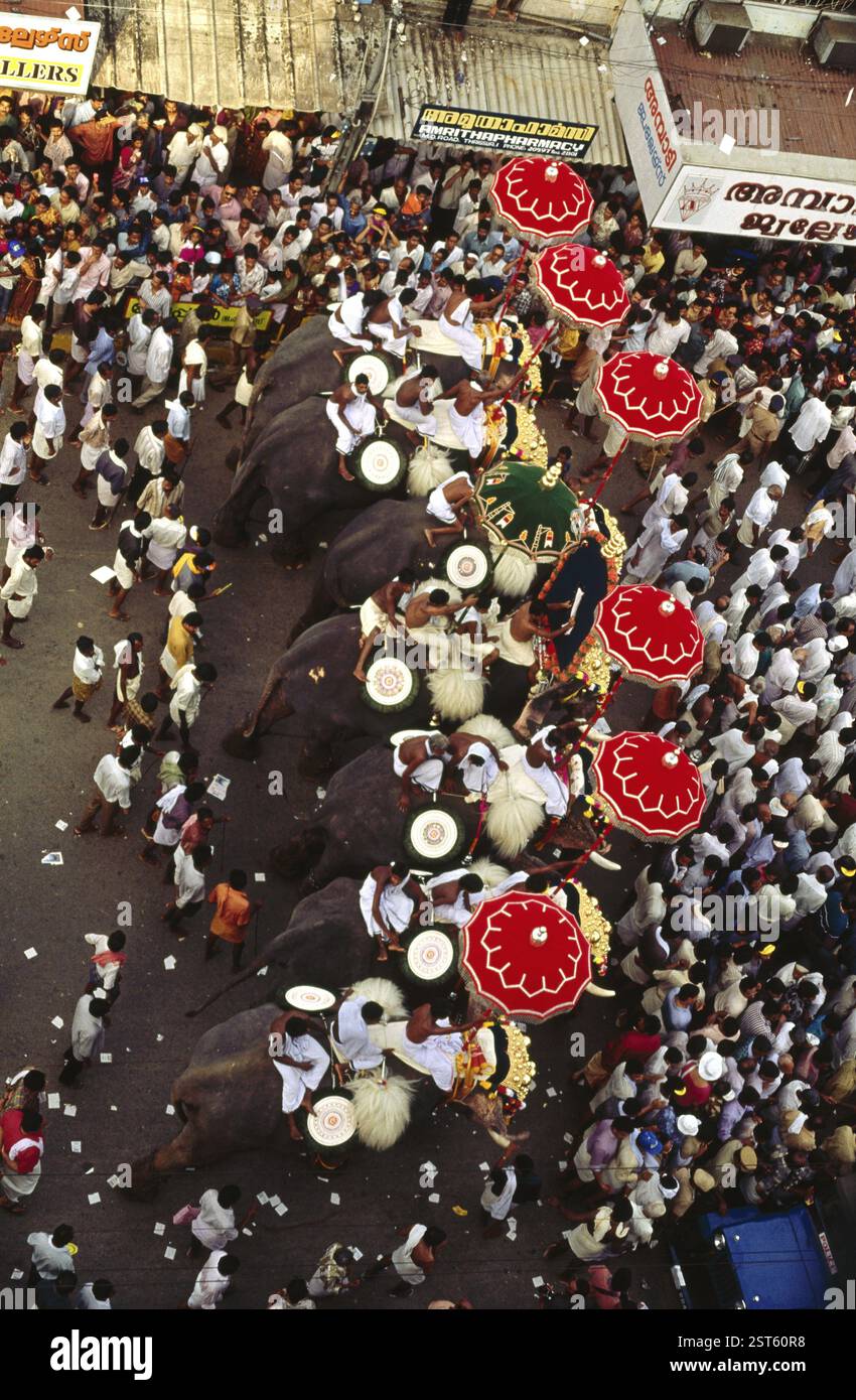 Trichurpooram pooram, Elephants March procession of bejeweled temple ...