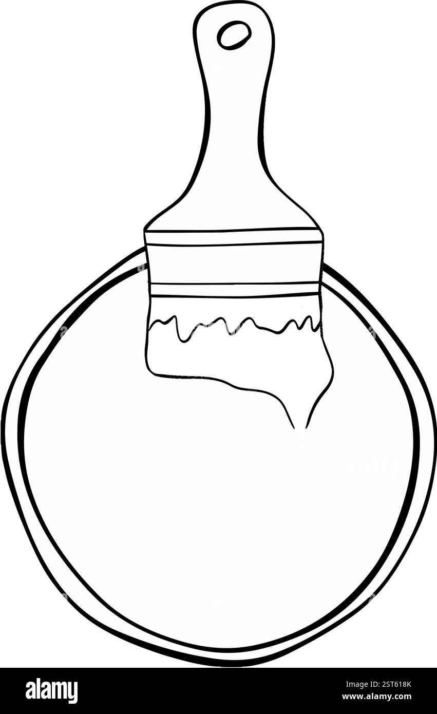 Paint bucket cover with color paint brush graphic line composition ...