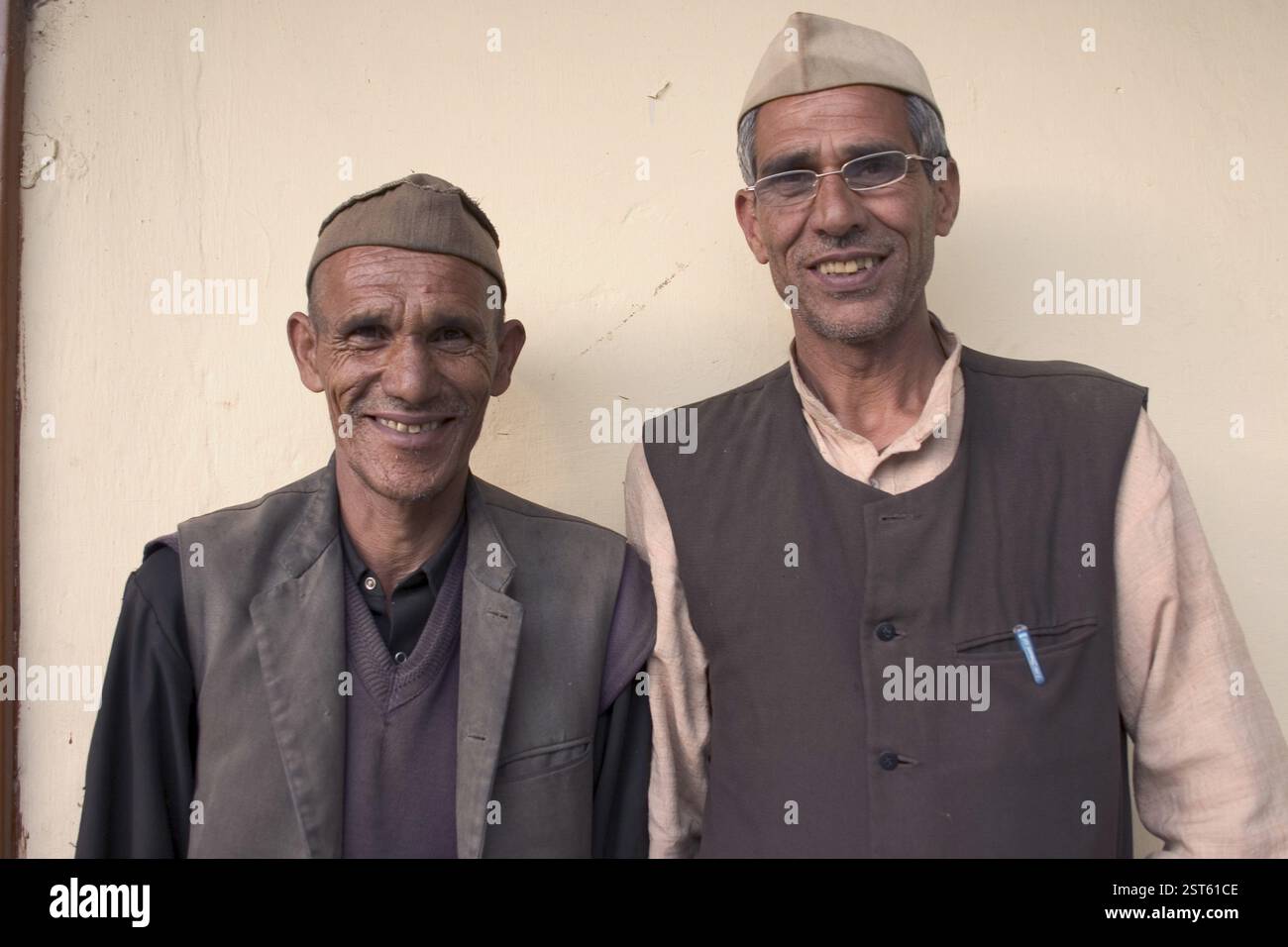 Two Men brothers smiling happiness togetherness villager from Gadhwal ...