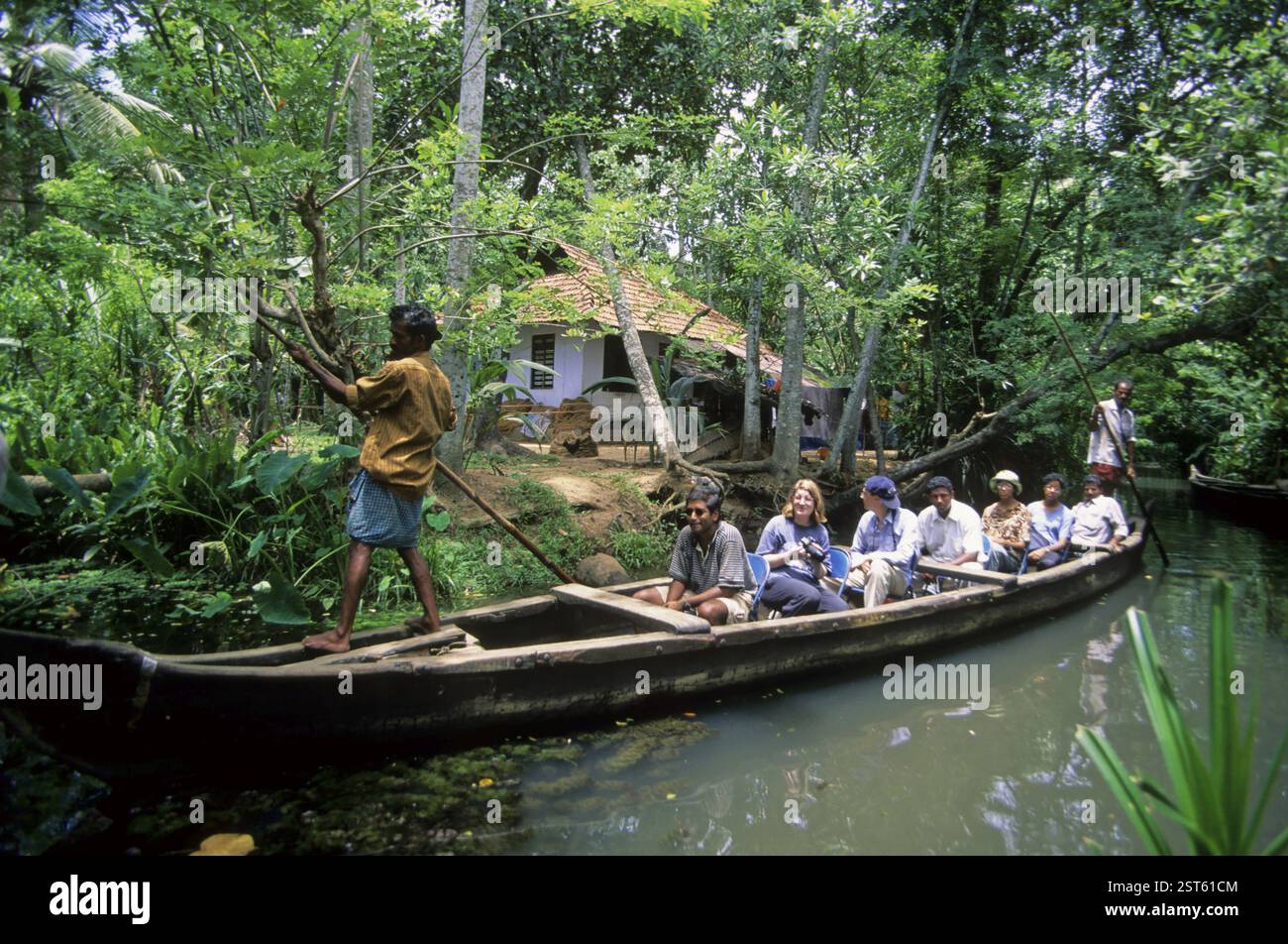 Tourist on boat cruise, backwater, cochin (kochi), kerala, India, Asia ...