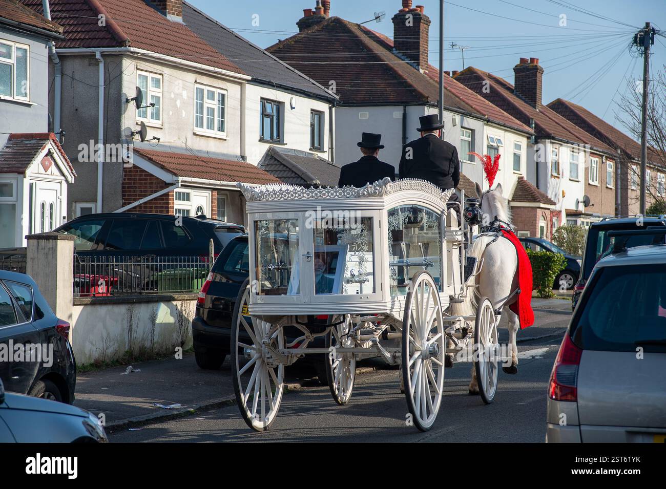 Slough, Berkshire, UK. 17th February, 2025. A horse drawn carriage ...