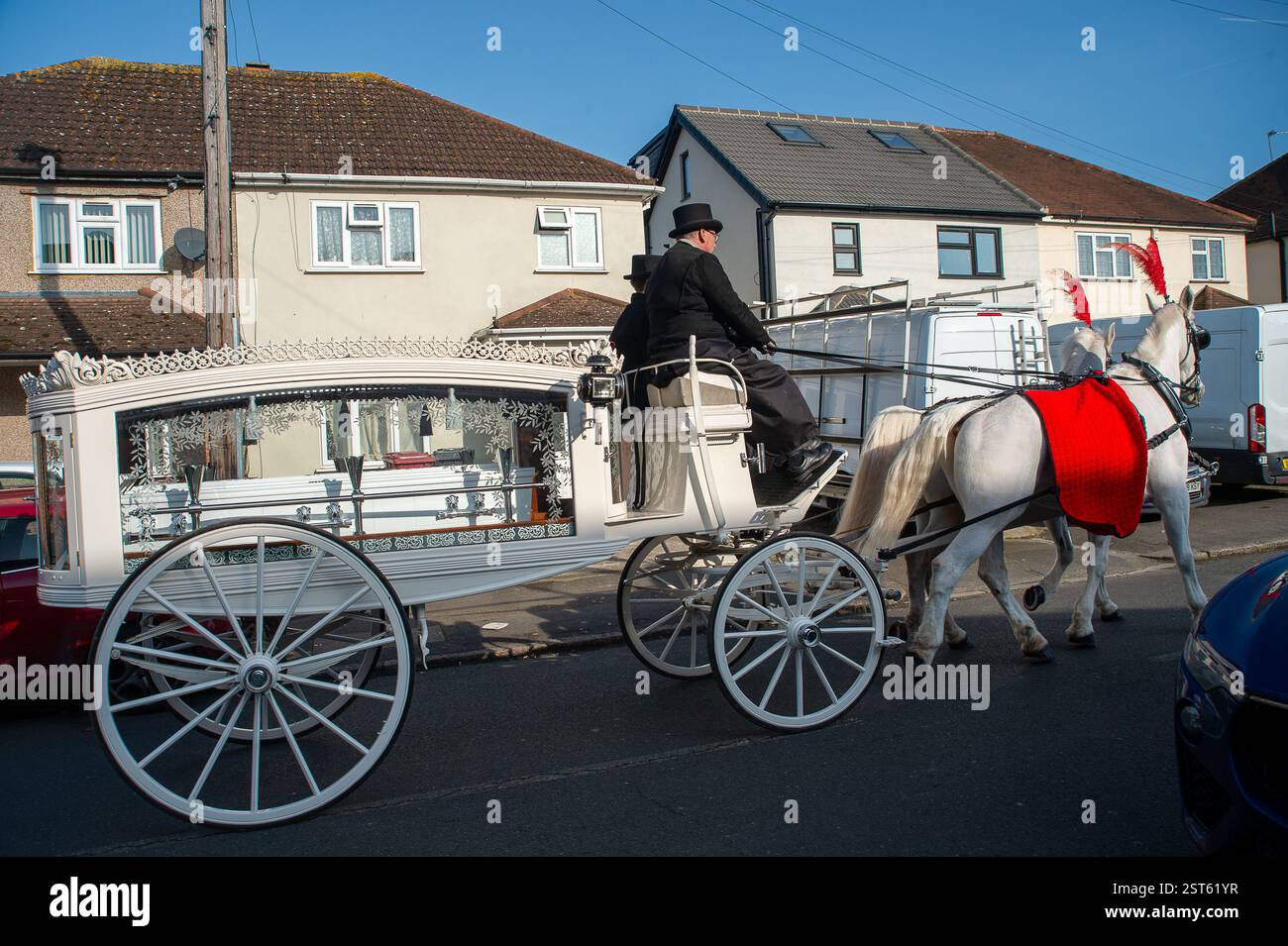 Slough, Berkshire, UK. 17th February, 2025. A horse drawn carriage ...