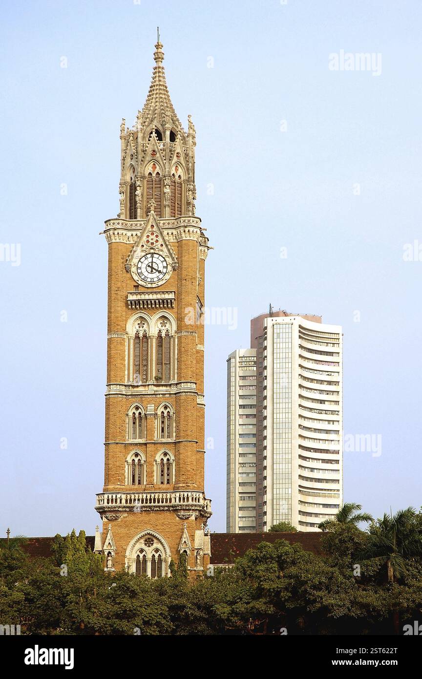 Rajabai Tower and Stock Exchange Building showing old and new ...