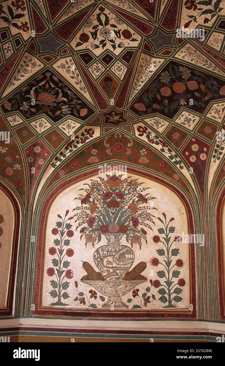 Delicate rich painting in tempera gnash poll, amber fort, jaipur ...
