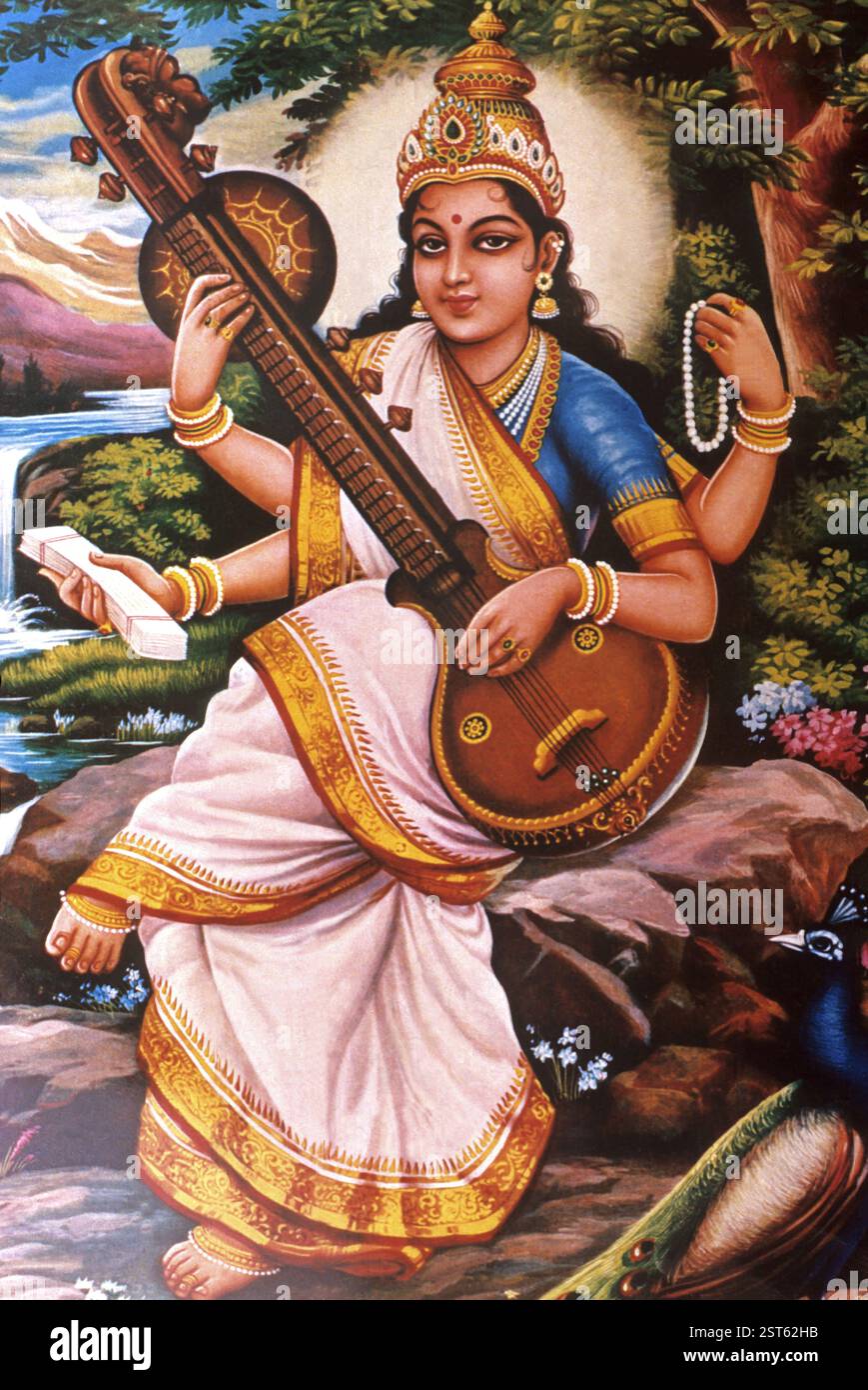 Miniature painting of Goddess Saraswati Stock Photo - Alamy