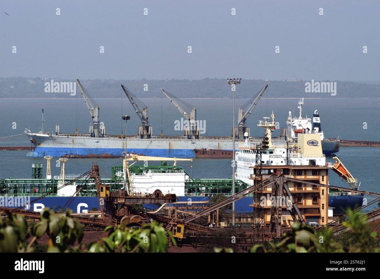 Shipping, Bulk carrier ships berth at Mormugao Port Trust dock at Vasco ...