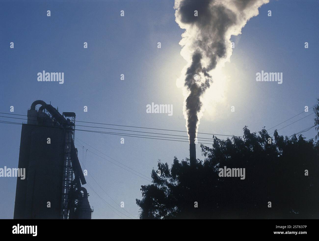 Silhouette of Cement Plant, Chandrapur, maharashtra, India, Asia Stock ...