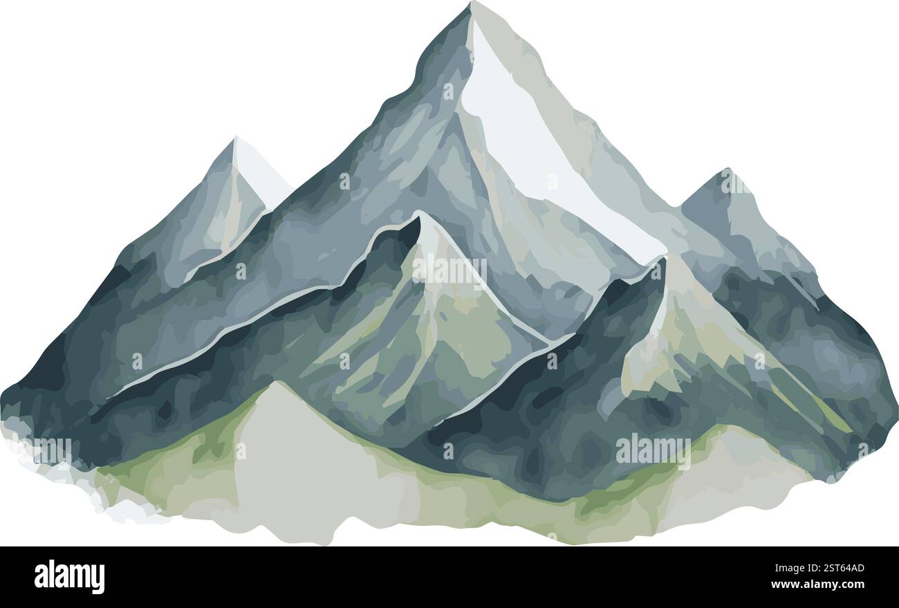 Watercolor Vector Illustration of a majestic mountain Stock Vector Image & Art - Alamy