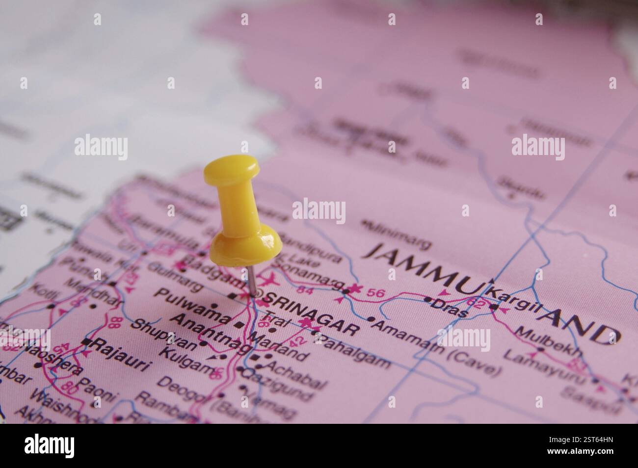 Map of India Spotted Shrinagar Capital (Summer) of Jammu and Kashmir by ...