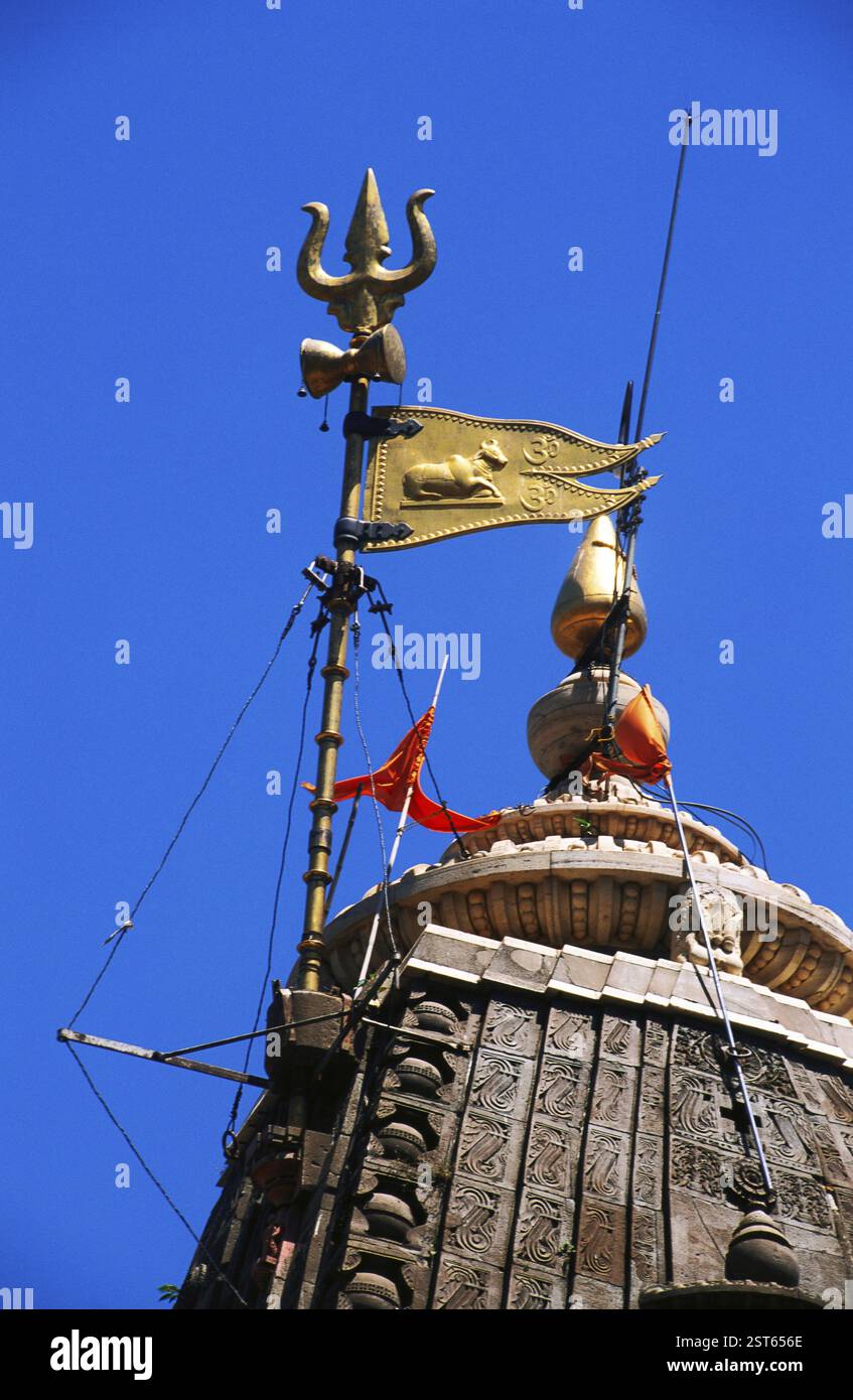 Golden trishul flag and pinnacle of Shiva and Nandi temple 10th ...