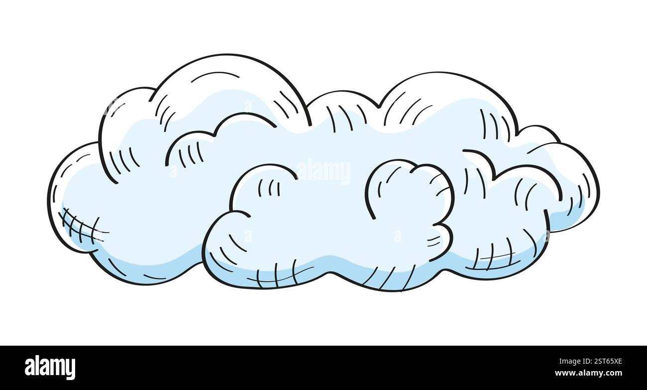 Fluffy clouds drawn with contour lines vector. A minimalistic and ...
