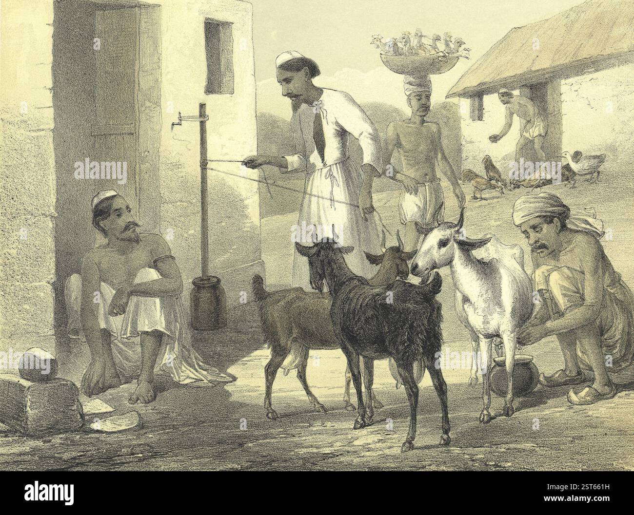Illustration Lithograph Woodcut of Life in India During British Rule ...