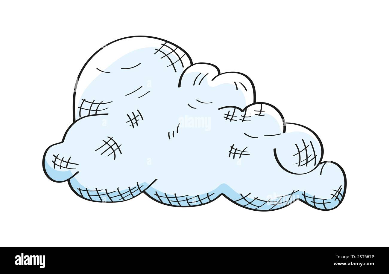 Fluffy clouds drawn with contour lines vector. A minimalistic and ...