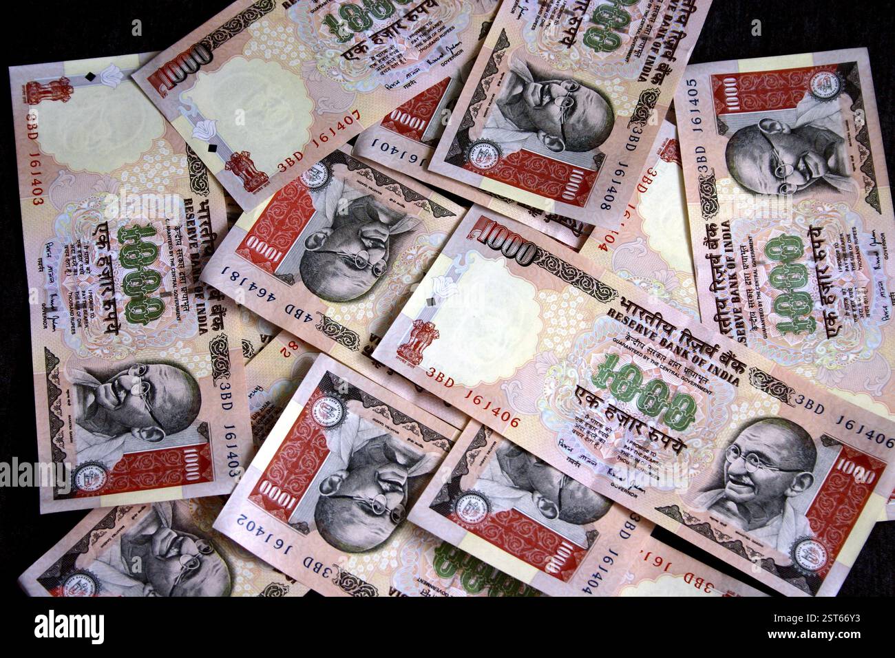 Finance, Bussiness, Money power Rs.1000 currency notes of India, the ...