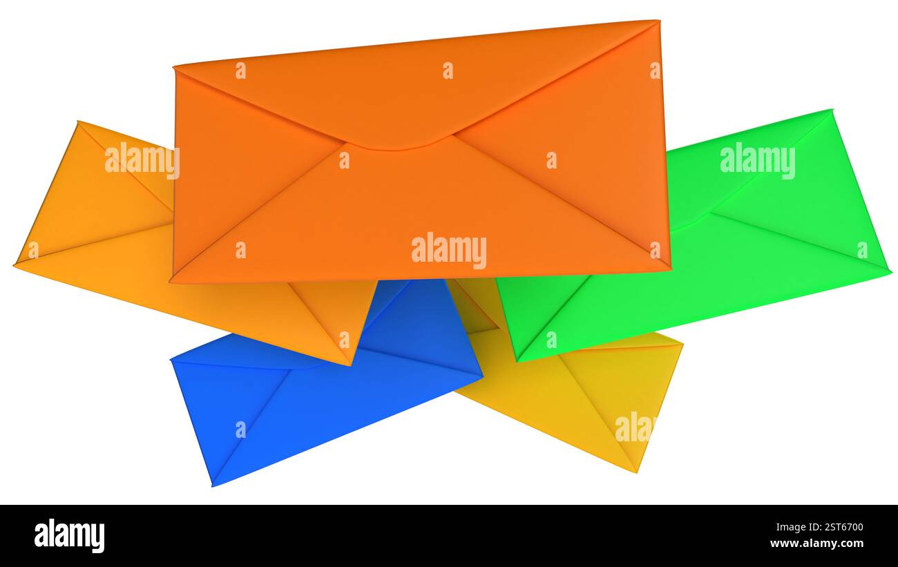 colorful envelopes on white background. 3d render Stock Photo - Alamy