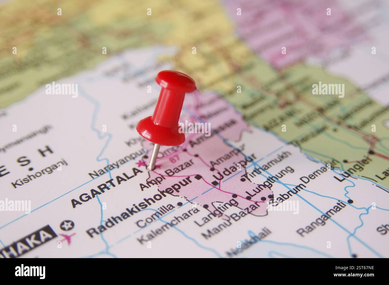 Map of India Spotted Agartala Capital of Tripura by Red colored Board ...