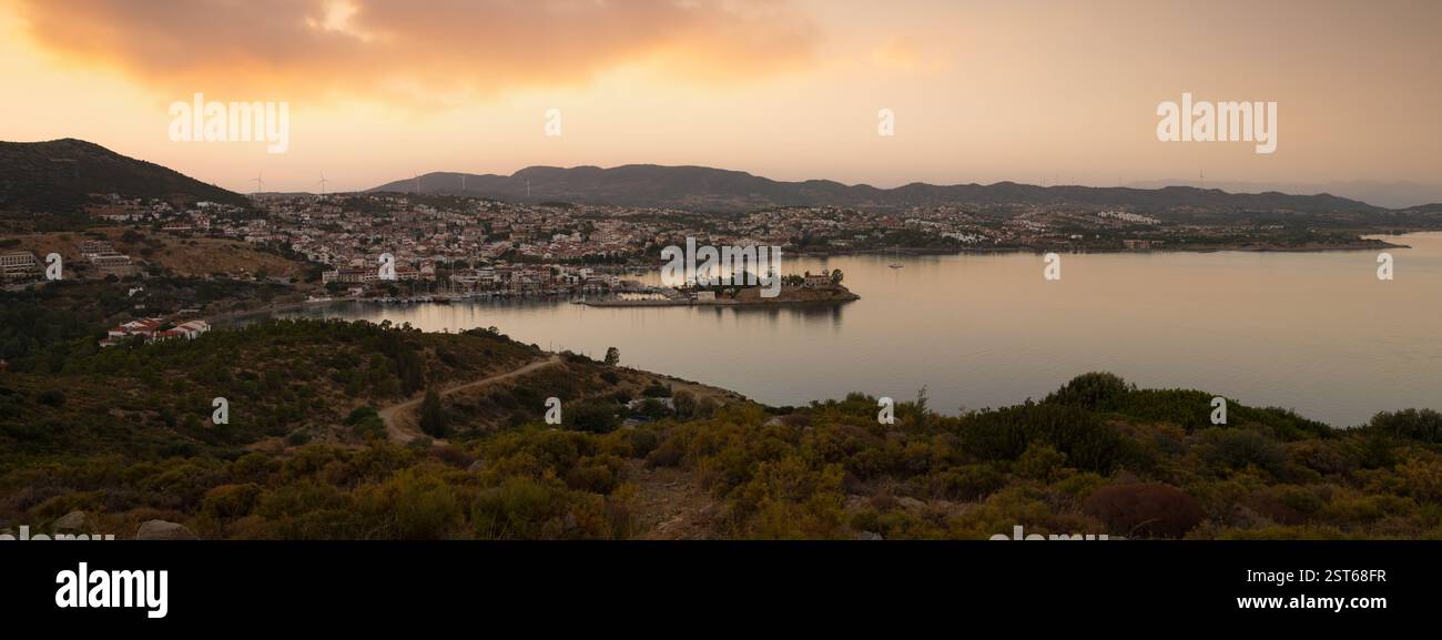 Panoramic view of Datca holiday town at sunset. Turkey's Mediterranean ...