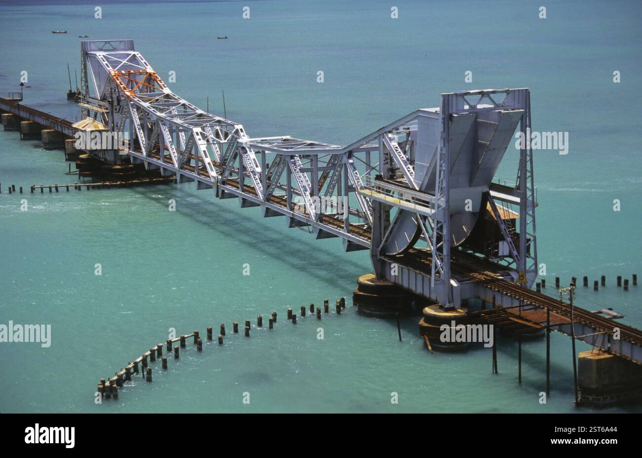 Railway Bridge on sea at Rameswaram, Tamil Nadu, India, Asia Stock ...