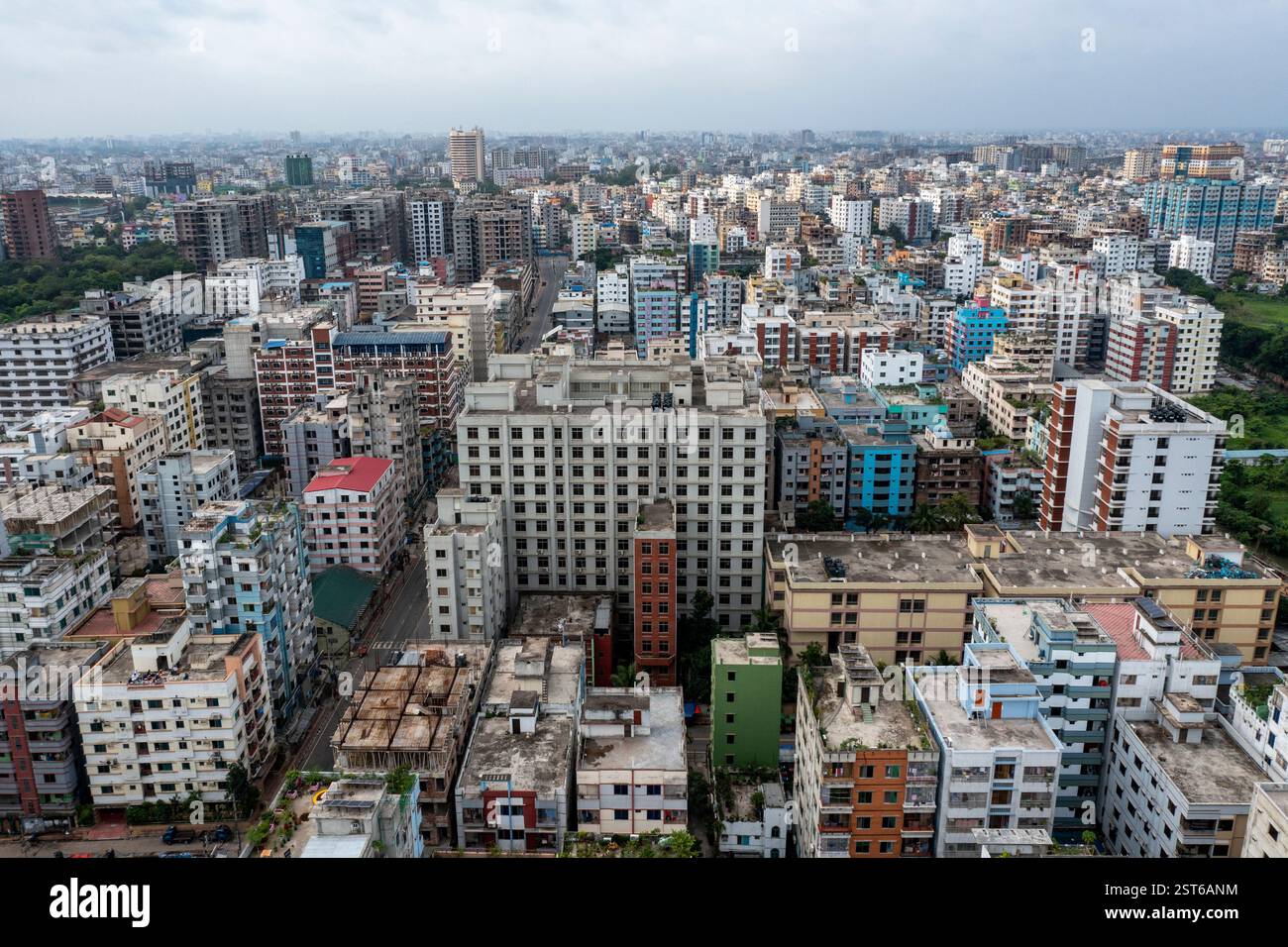 An aerial view of Dhaka’s Mirpur area, showcasing the vibrant urban landscape and dense ...