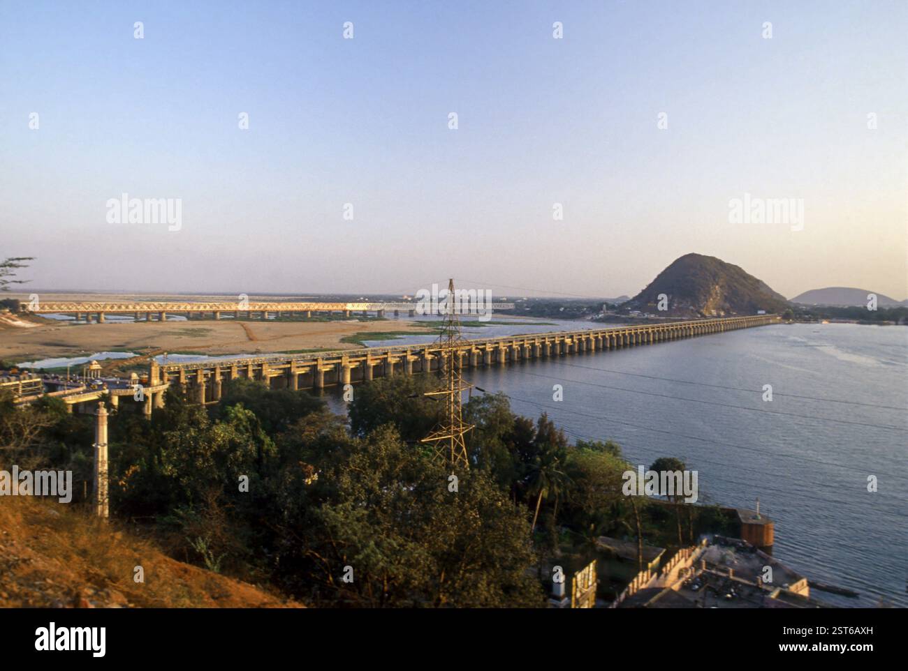 Bridge over krishna river, Vijaywada, andhra pradesh, India, Asia Stock ...