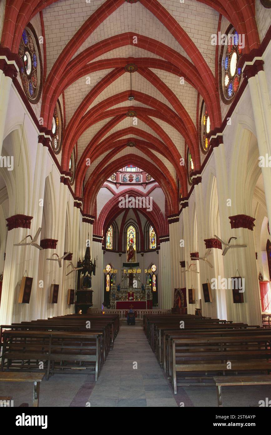 Interior in church, Pondicherry, India U.T Stock Photo - Alamy