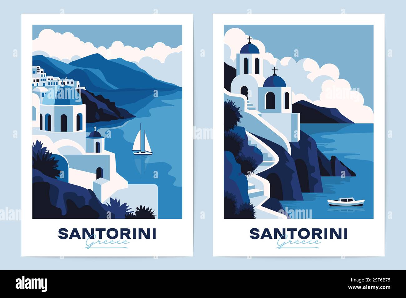Santorini Greek backgrounds. Abstract Greek posters with traditional ...