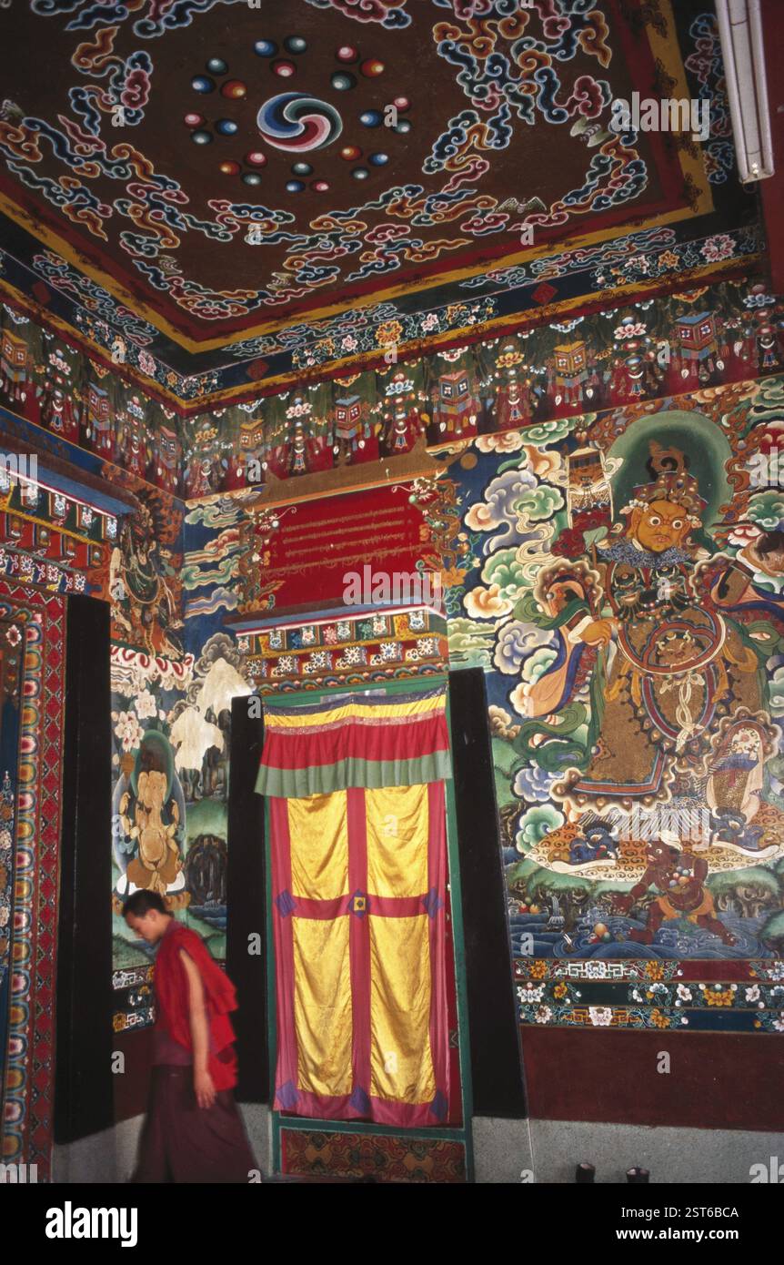 Buddhist monastery, murals painting, rumtek monastery, Sikkim, india ...